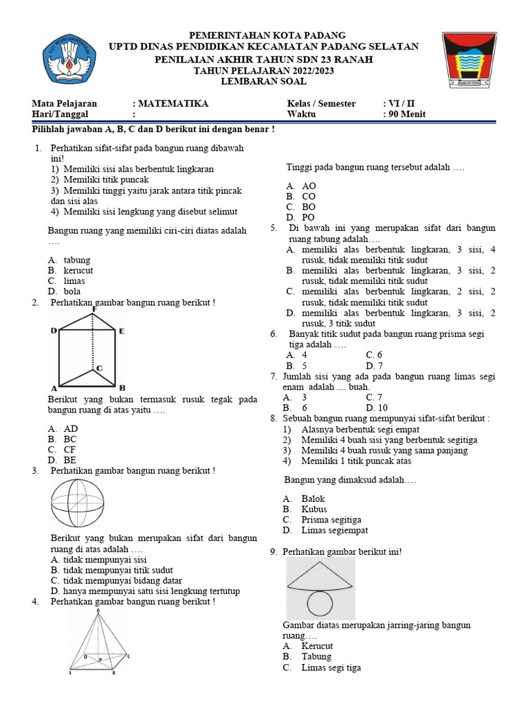 Soal MTK Pas Kls 6 SMT 2 | PDF