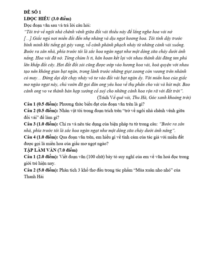 ĐỀ HỌC KÌ II VĂN 9 22 23 GUI HS | PDF