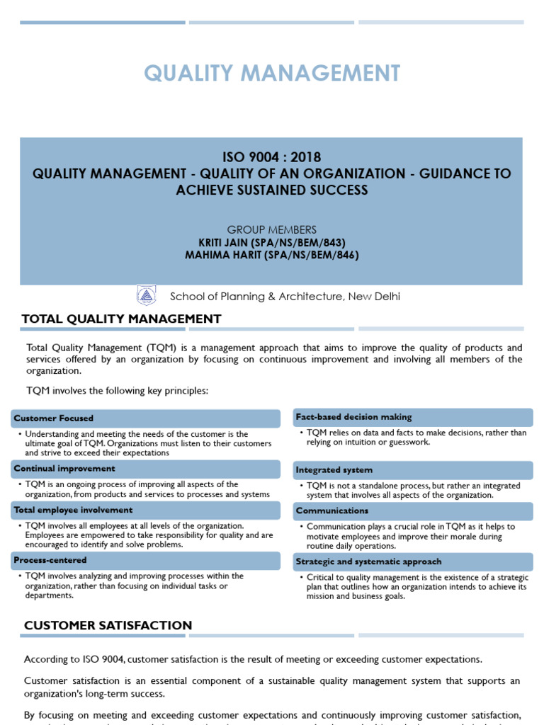 Kriti - Mahima - ISO 9004 Quality Management Assignment | PDF | Iso 9000 | Risk Management