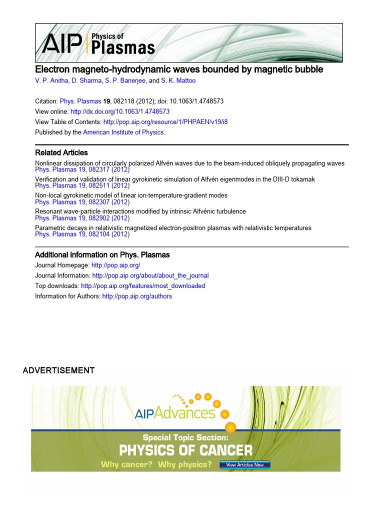 Helicon POP Publication | PDF | Waves | Plasma (Physics)