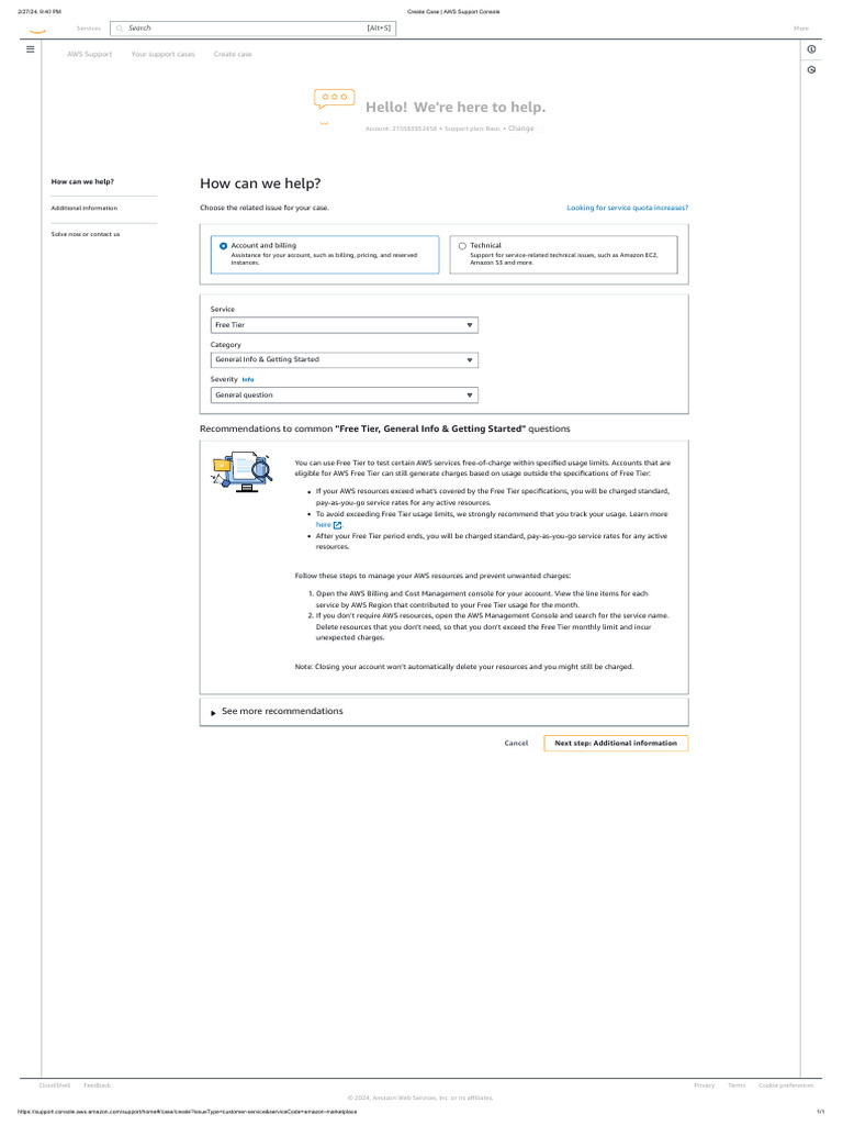 Create Case - AWS Support Console | PDF | Amazon Web Services | Computing