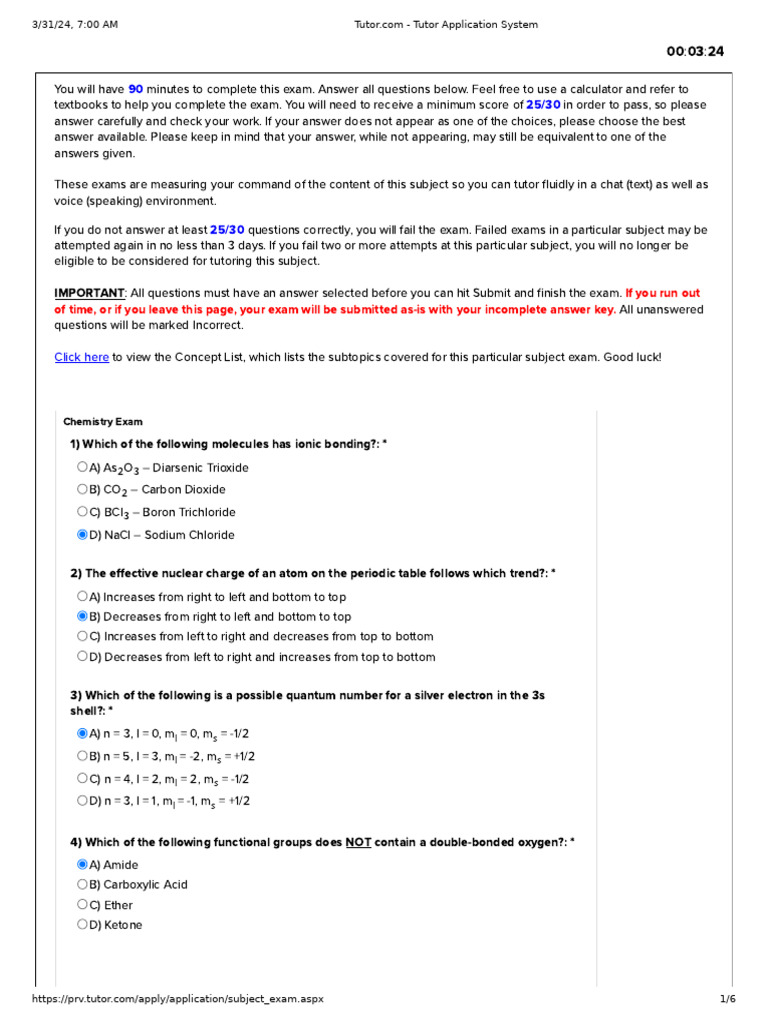 Exam Retake 2 With Answers | PDF | Electron Configuration | Acid