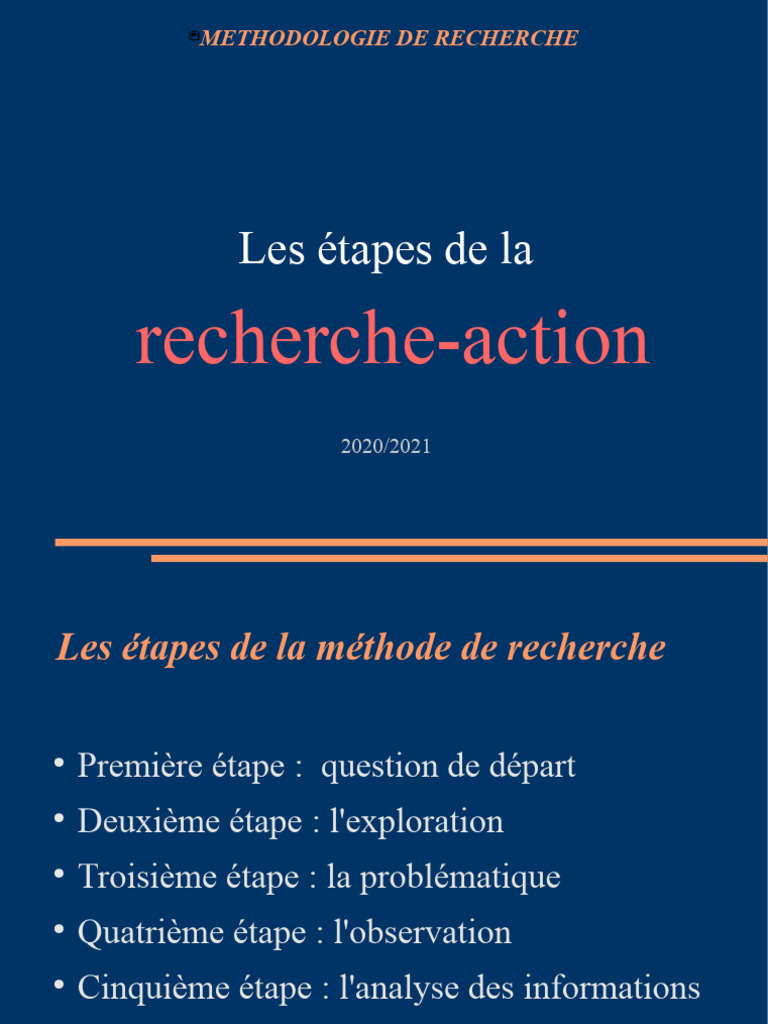 Étapes Clés de la Recherche-Action | PDF | Observation | Enseignement