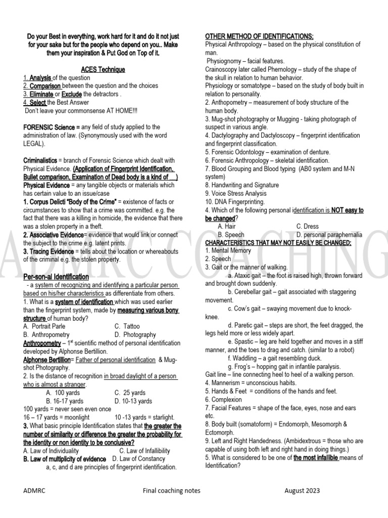 Forensic Science Final Coaching For Printing | PDF | Fingerprint | Light