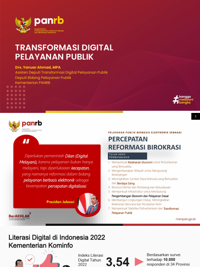 Kebijakan Transformasi Digital Pelayanan Publik - Asdep TDPP | PDF