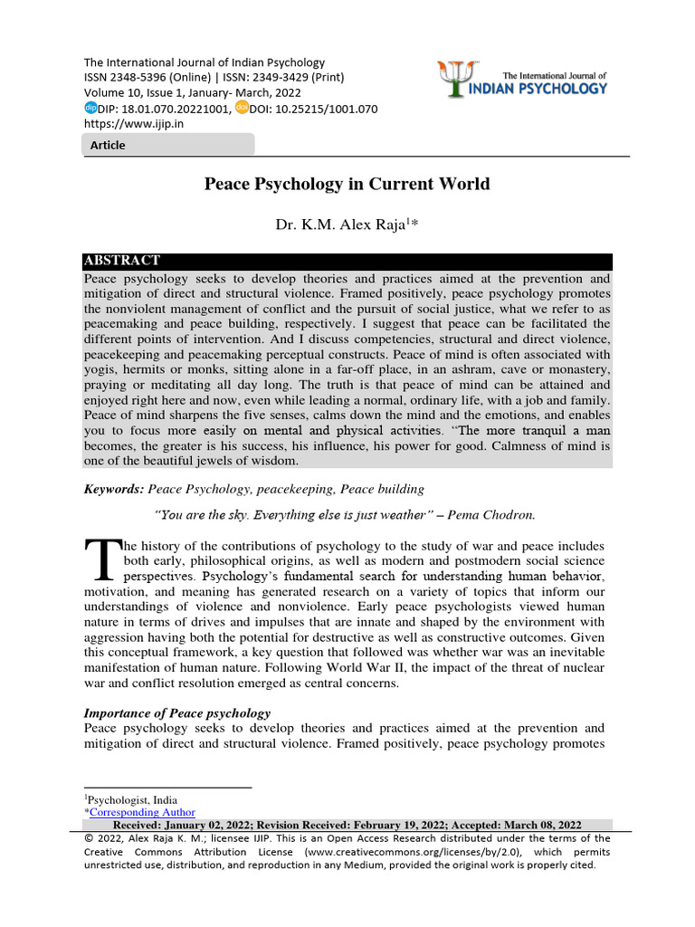 Peace Psychology | PDF | Peacebuilding | Peace