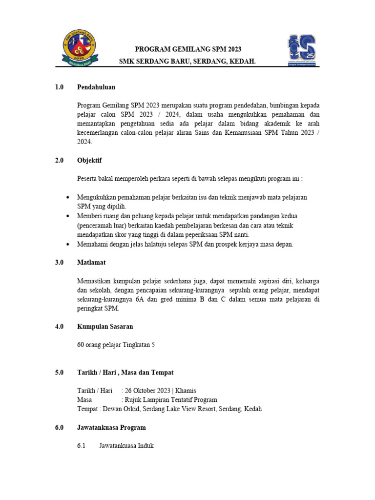 Program Gemilang SPM 2023 | PDF