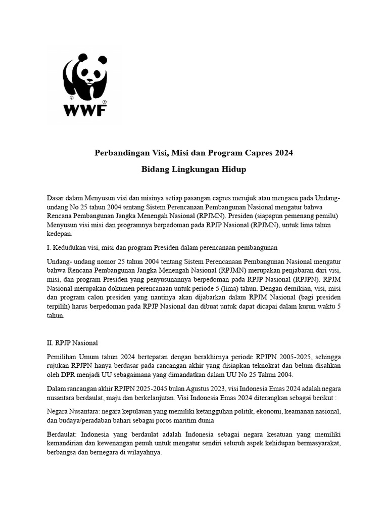 Perbandingan Program Capres 2024 Lingkungan | PDF