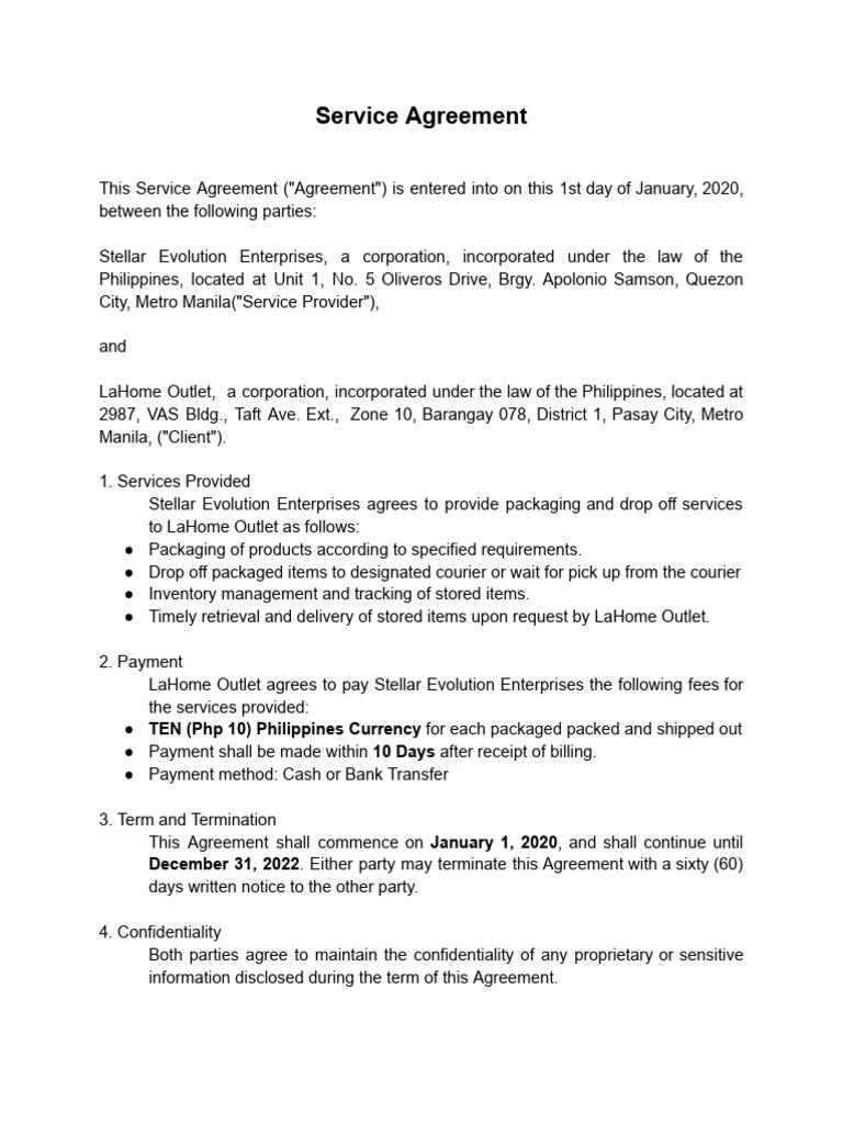 Service Agreement | PDF | Indemnity | Business Law