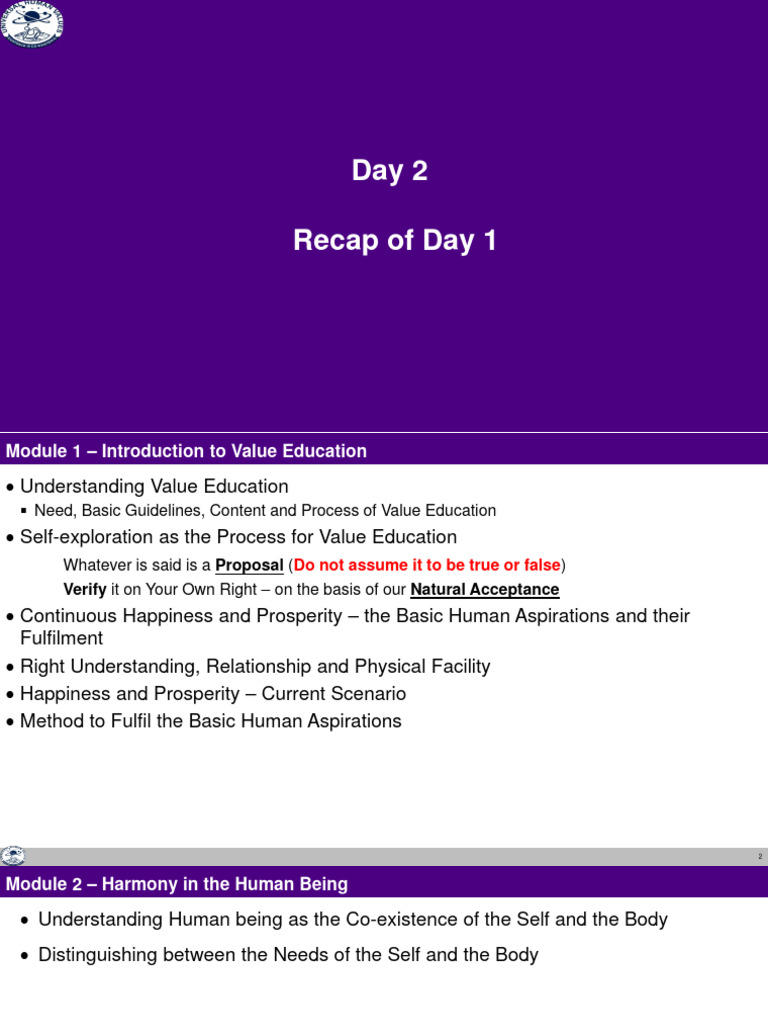 Uhv II FTF Day 2 s1 Recap | PDF | Psychology | Behavioural Sciences