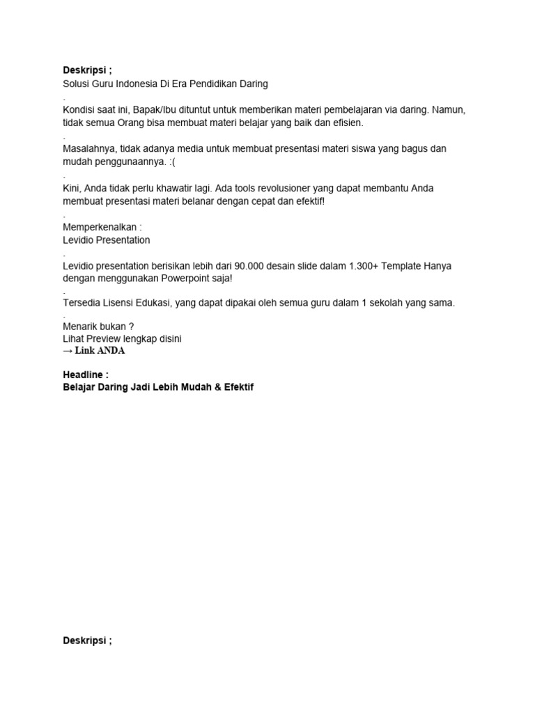 Ad Copy Iklan Facebook Ads | PDF