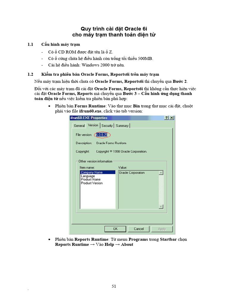 Cai Dat Oracle 6i Va TTDT Cho May Thanh Toan Dien Tu | PDF Cai Dat Oracle 6i Va TTDT Cho May Thanh Toan Dien Tu | PDF