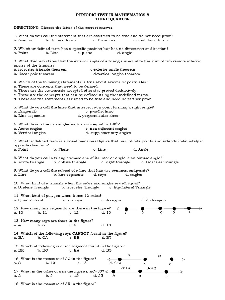 Mathematics 8 | PDF | Line (Geometry) | Triangle