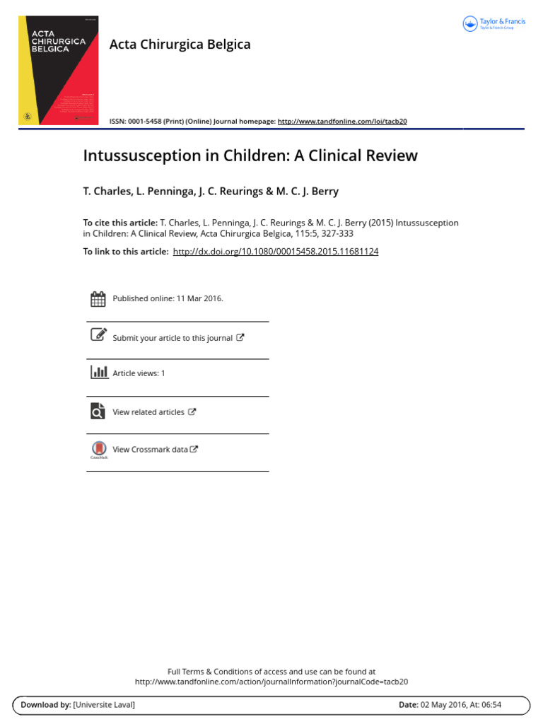 Intussusception in Children - A Clinical Review | PDF | Medicine ...
