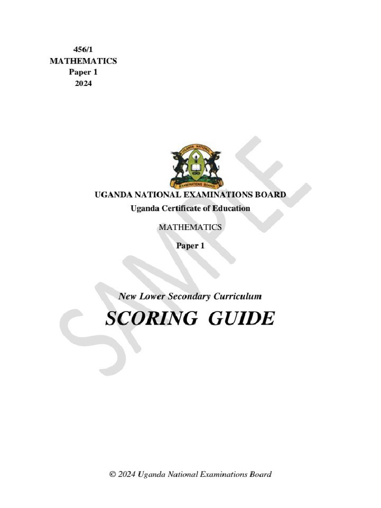 MATH GUIDE UNEB Sample | PDF