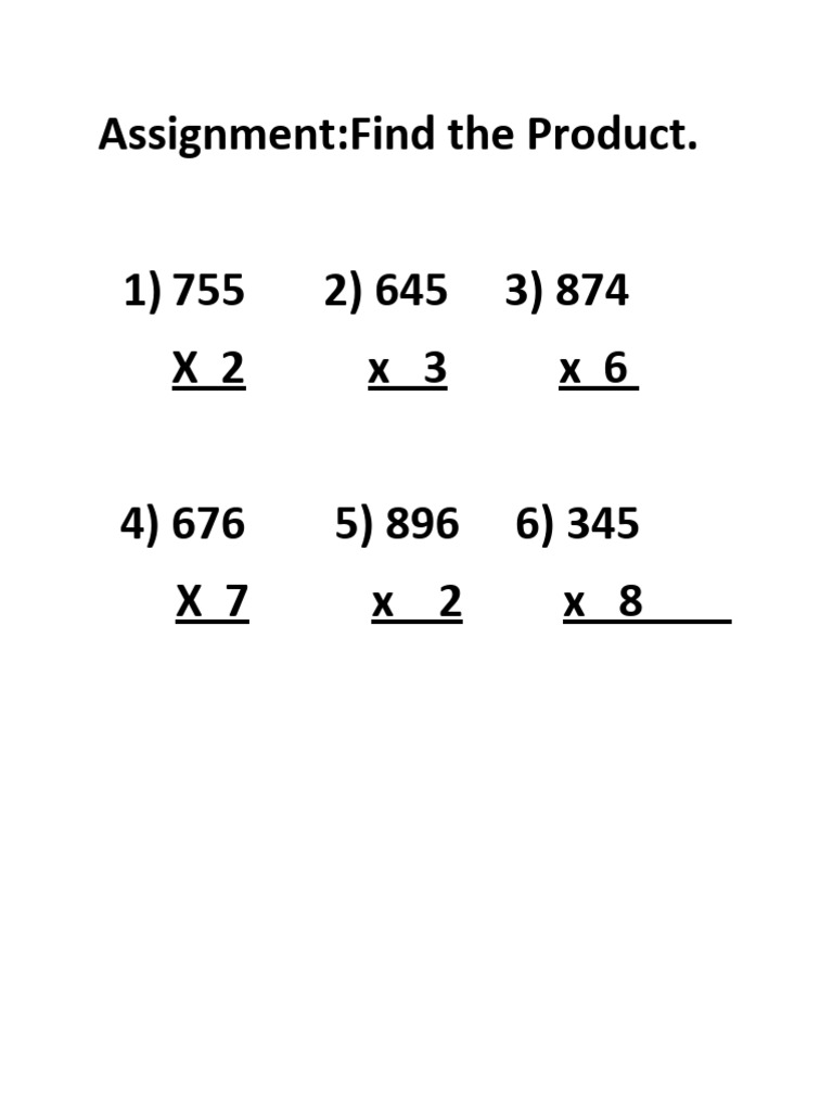 Assignment Multiplying 1 To 2 Digit by 1 With Regrouping | PDF