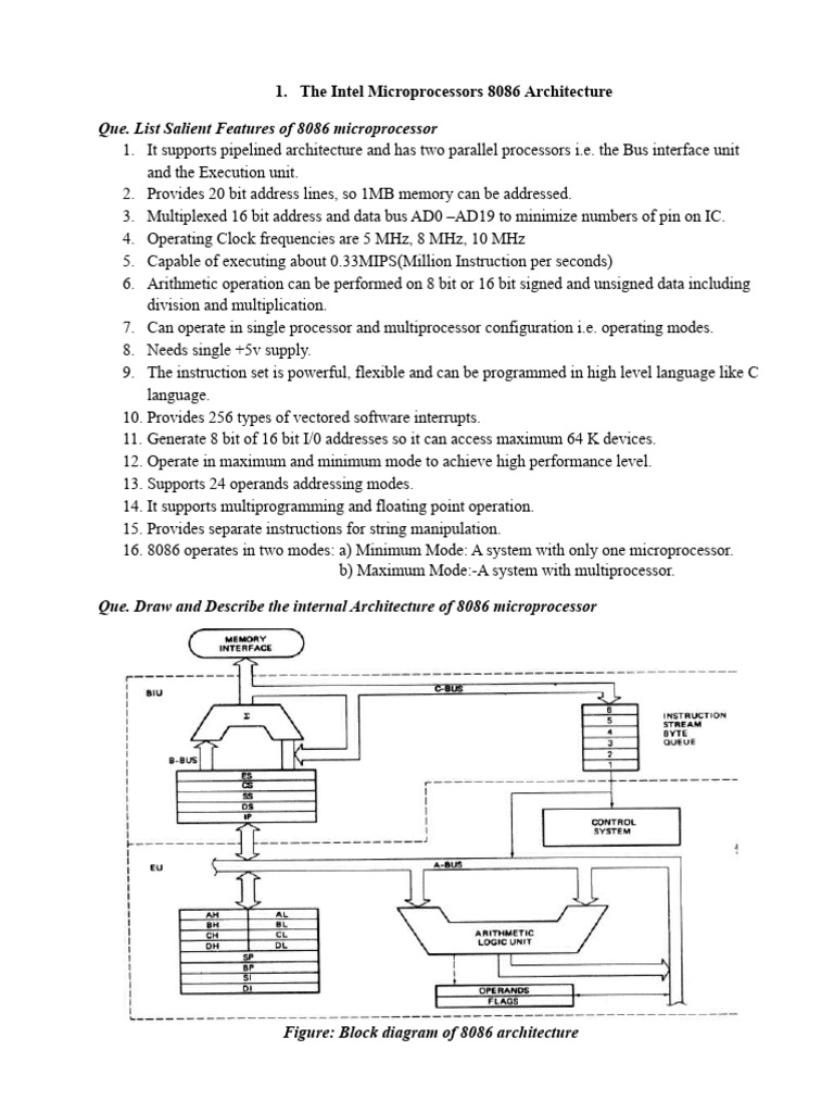 Unit 1 The Intel Microprocessors 8086 Architecture Pdf Central Processing Unit Pointer