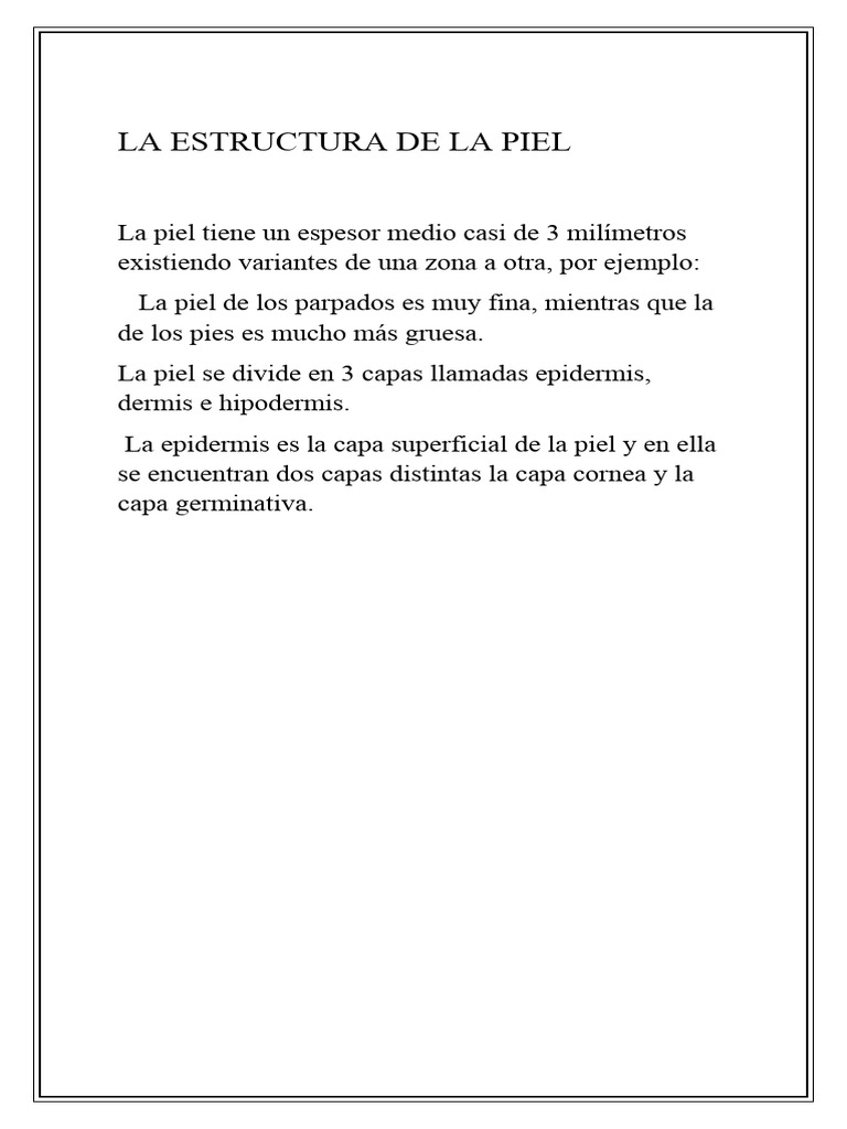 La Estructura de La Piel | PDF | Piel | Epidermis