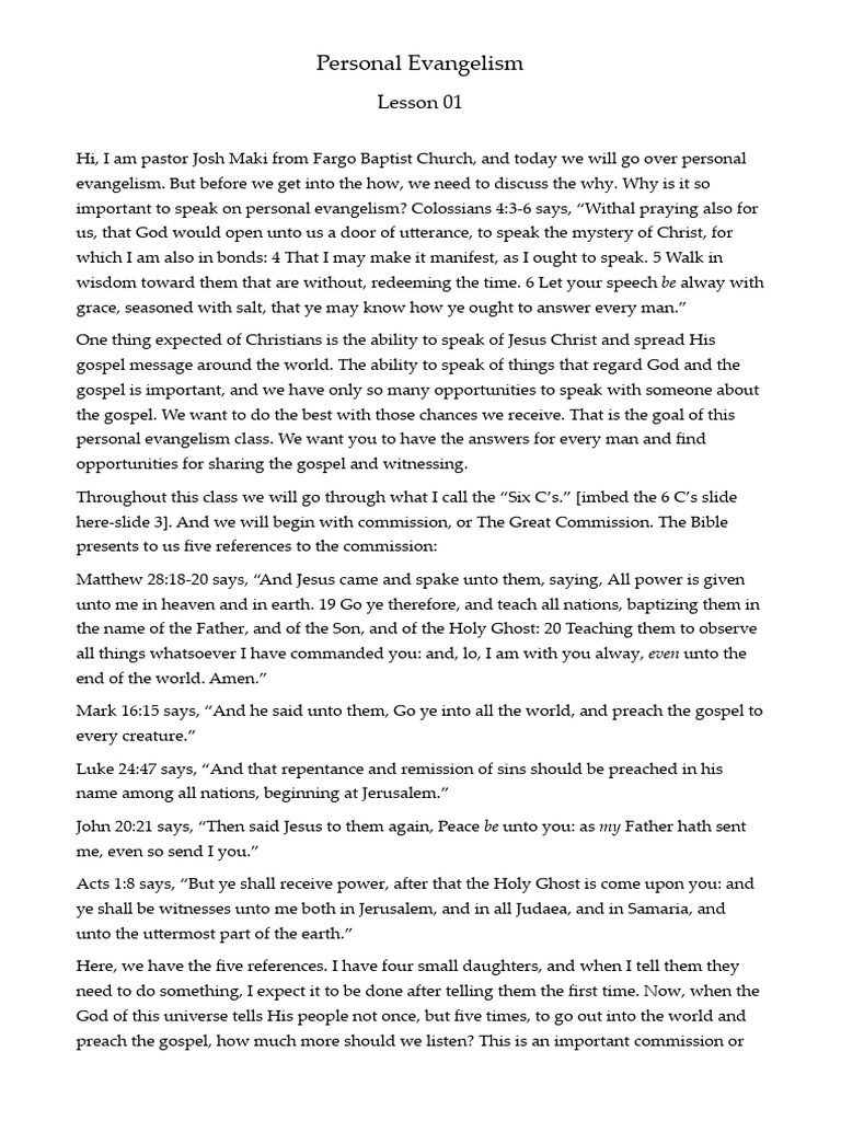 Personal Evangelism Lesson 01 | PDF | Jesus | Ten Commandments