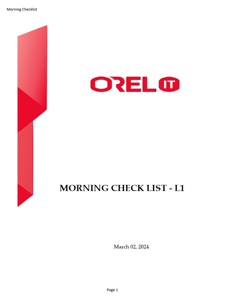 Morning Checklist L1-Nawinna (2024.03.16) | PDF | Online And Offline ...