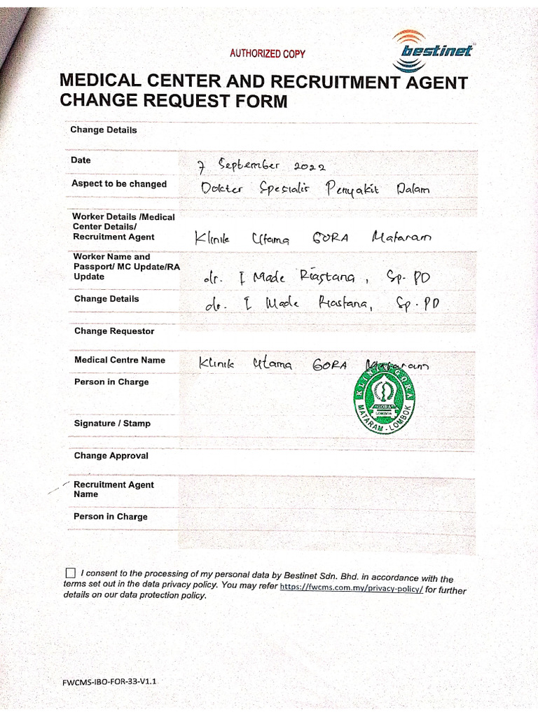 Medical Center and Recruitment Agent Change Request Form2 - 3 - Medical ...