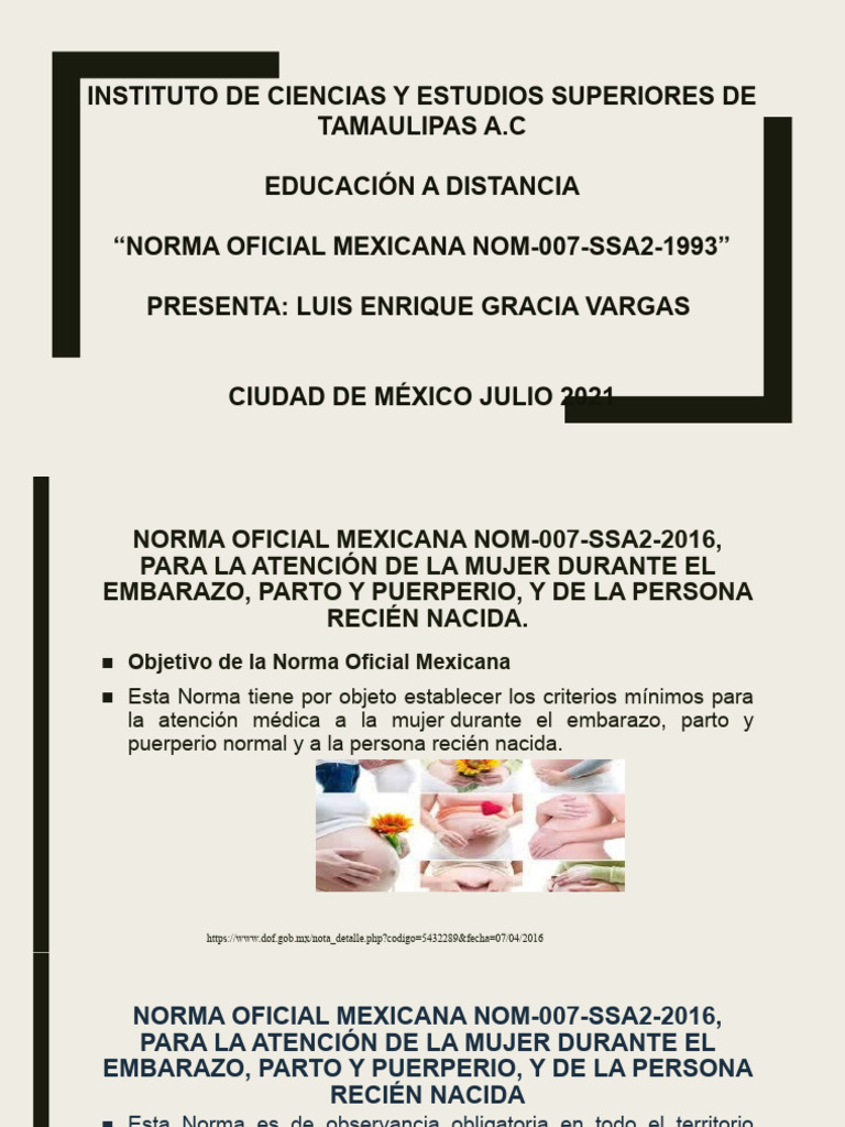 Norma Oficial Mexicana Nom-007-Ssa2-1993 | PDF