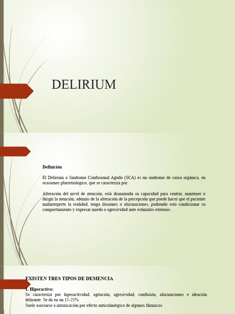 Delirium: Tipos, Causas y Manejo | PDF | Enfermedades y trastornos ...
