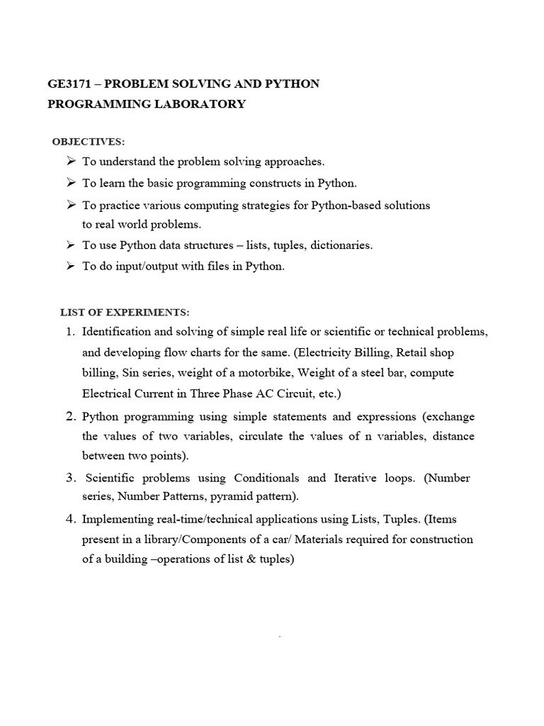 GE3171 - Python Lab ManuaLall Print | PDF | Alternating Current | Computer Program