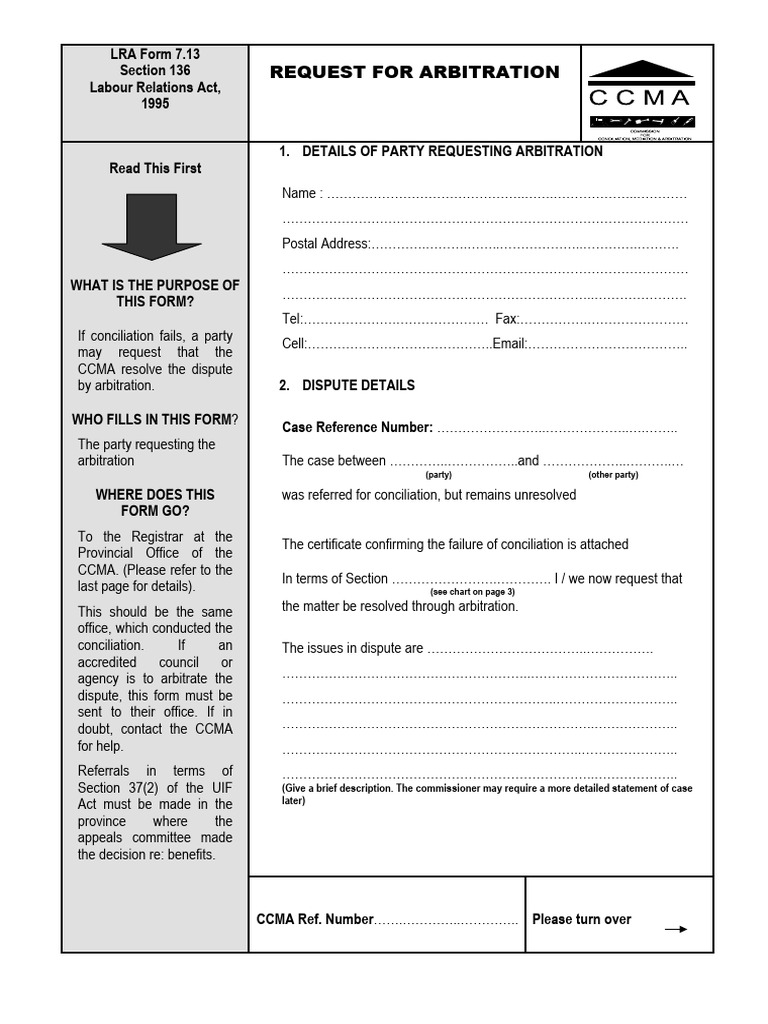 Microsoft Word - FORM 7.13 Copy of ARBITRATION - Sam | PDF | Justice ...