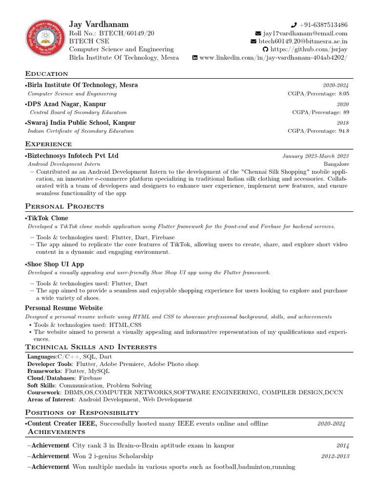 Jay CV | PDF | Mobile App | Websites