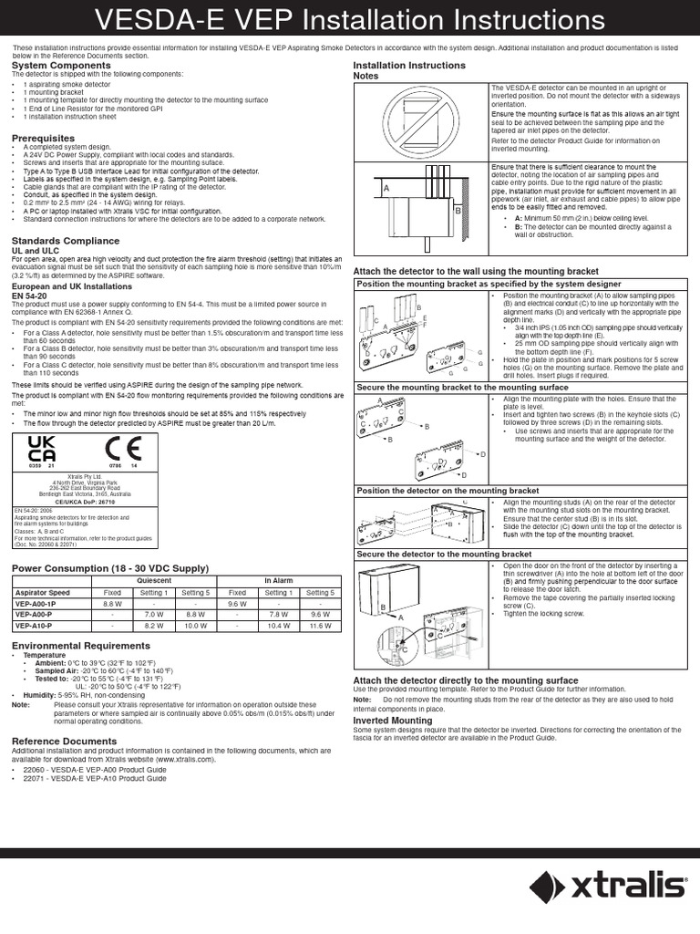 A8 VESDA-E VEP Installation Sheet A3 Lores | PDF