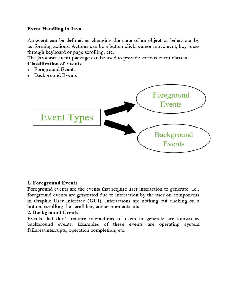 Event Handling In Java Pdf Class Computer Programming Parameter Computer Programming