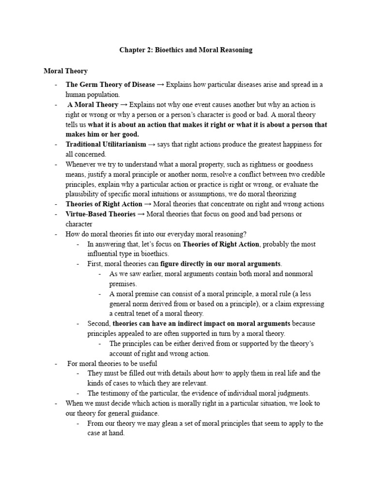 Chapter 2 - Bioethics and Moral Reasoning | PDF | Utilitarianism | Virtue