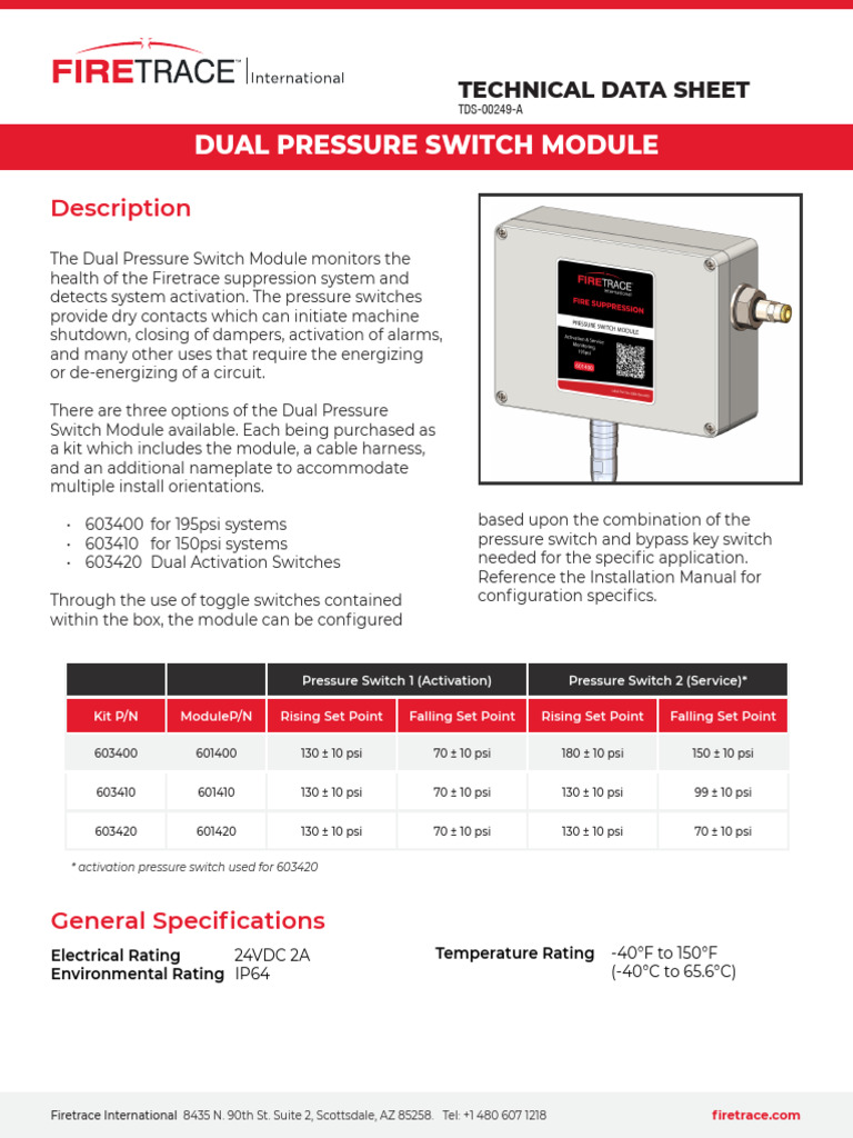 Dual Pressure Switch Module - TDS-00249 | PDF