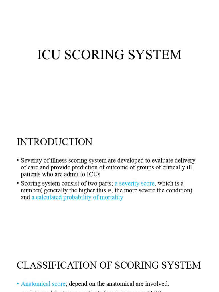 Icu Scoring System Pdf Intensive Care Medicine Intensive Care Unit