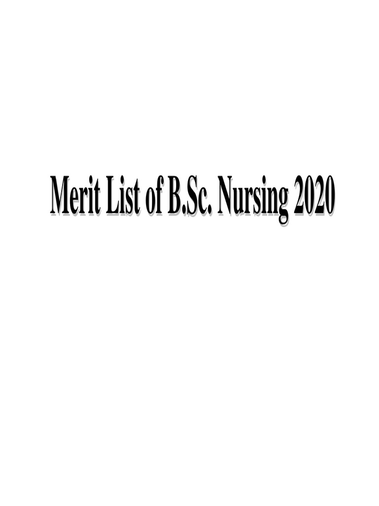 BSC Nursing Merit List | PDF