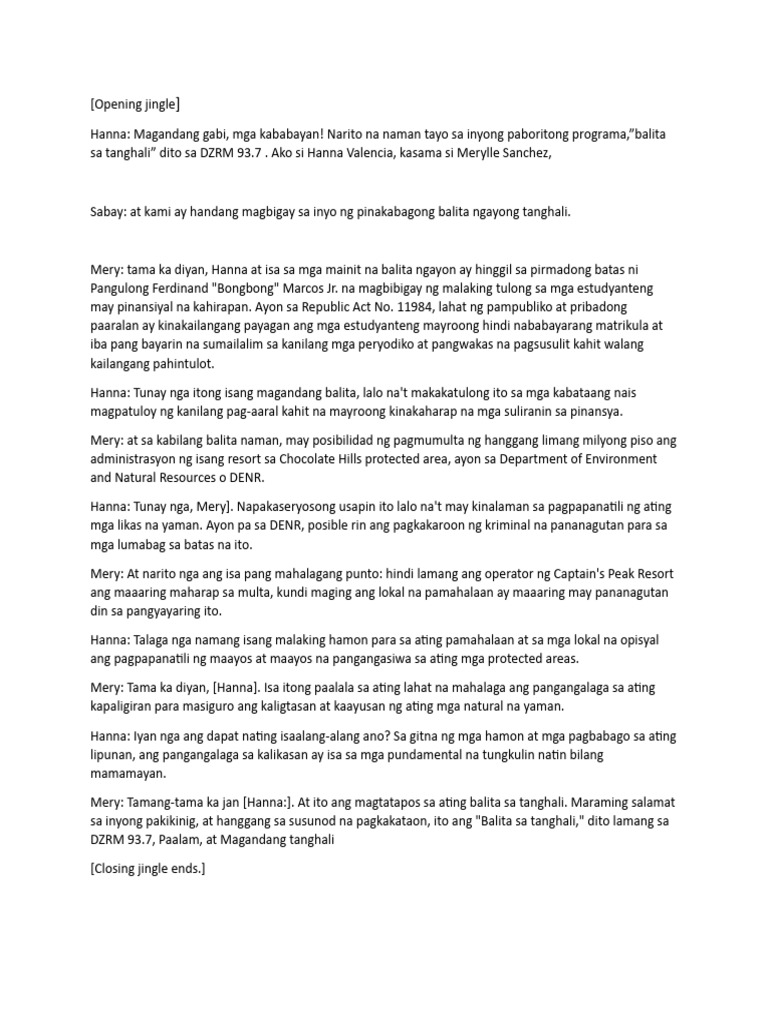 Radio Broad Script.112348 | PDF