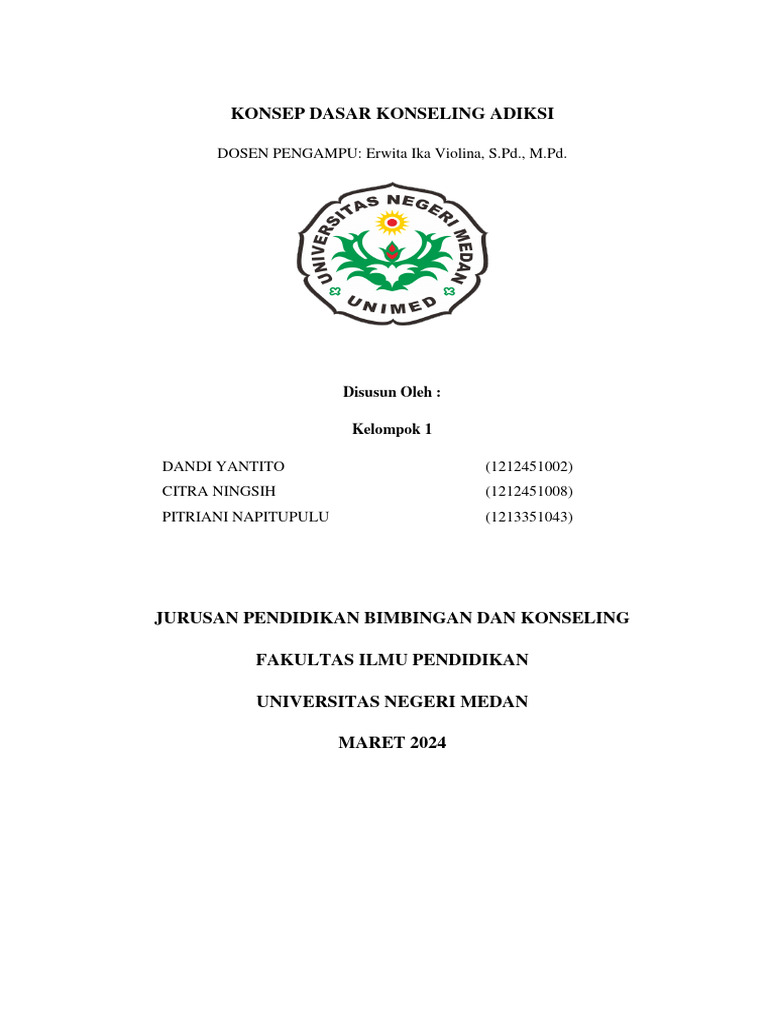 Makalah Kelompok 1 Konseling Adiksi - 111707 | PDF
