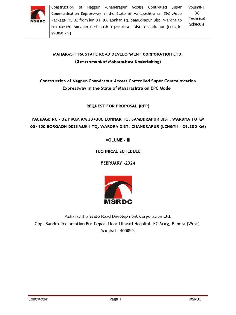 NC02 RFPVol 3 Technical Schedule A | PDF | Streets And Roads | Road