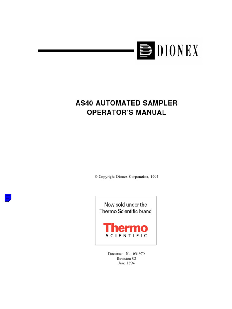 Dionex AS40 Autosampler | PDF