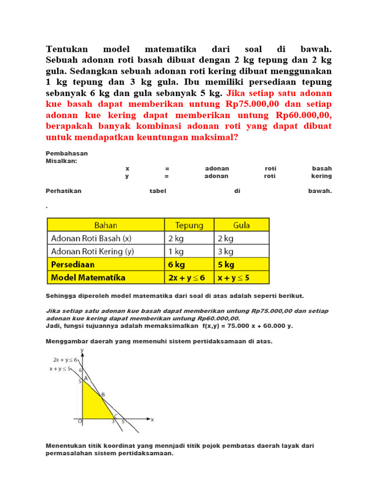 Contoh Soal Model Matematika | PDF