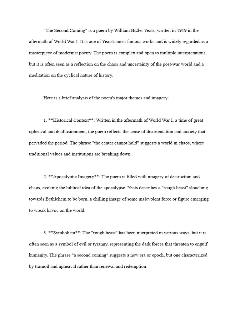 The Second Coming | PDF | Poetry | W. B. Yeats