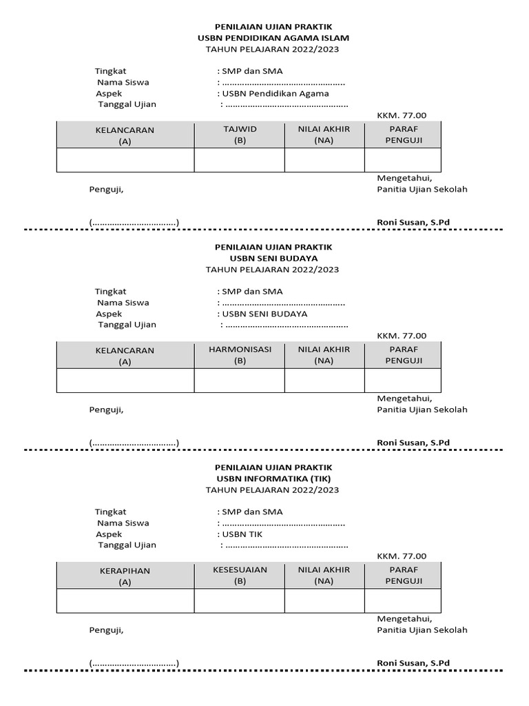Format Ujian Praktik | PDF