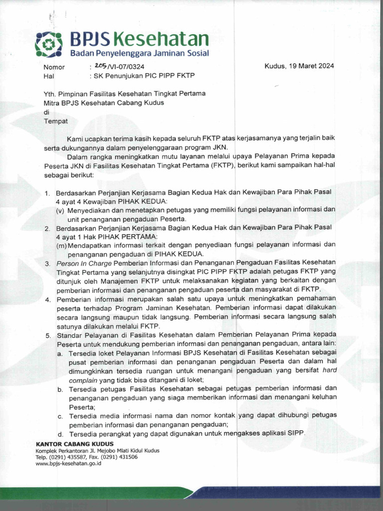 205-SK Penunjukan PIC PIPP FKTP | PDF