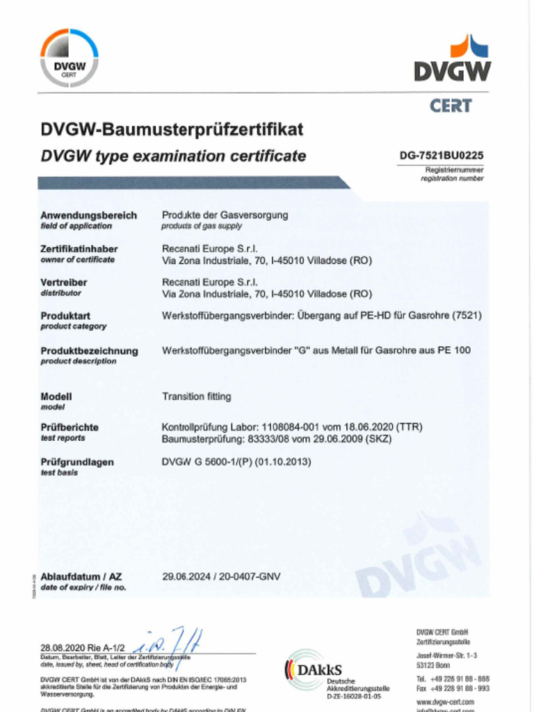 DVGW Certificate | PDF