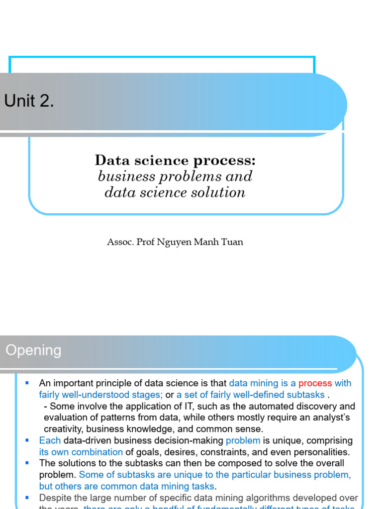 Unit 2 Data Science Process (P) | PDF | Data Science | Data Mining