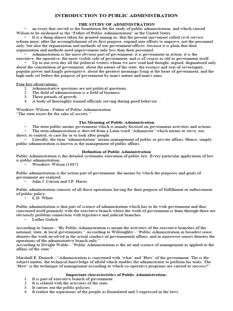 Introduction To Public Administration: The Study of Administration | PDF
