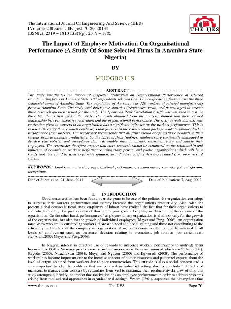 The Impact of Employee Motivation On Organisational Performance | PDF ...