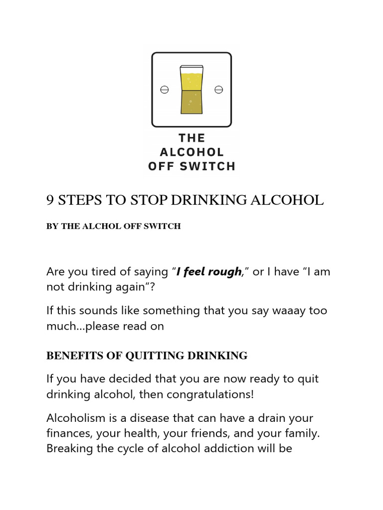 9 Steps To Stop Drinking Alcohol Pdf Alcoholic Beverages