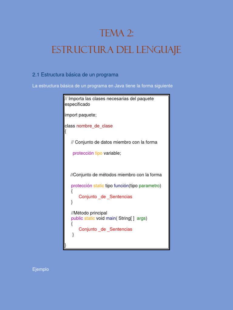 Tema 2 Java Pdf Java Lenguaje De Programación División